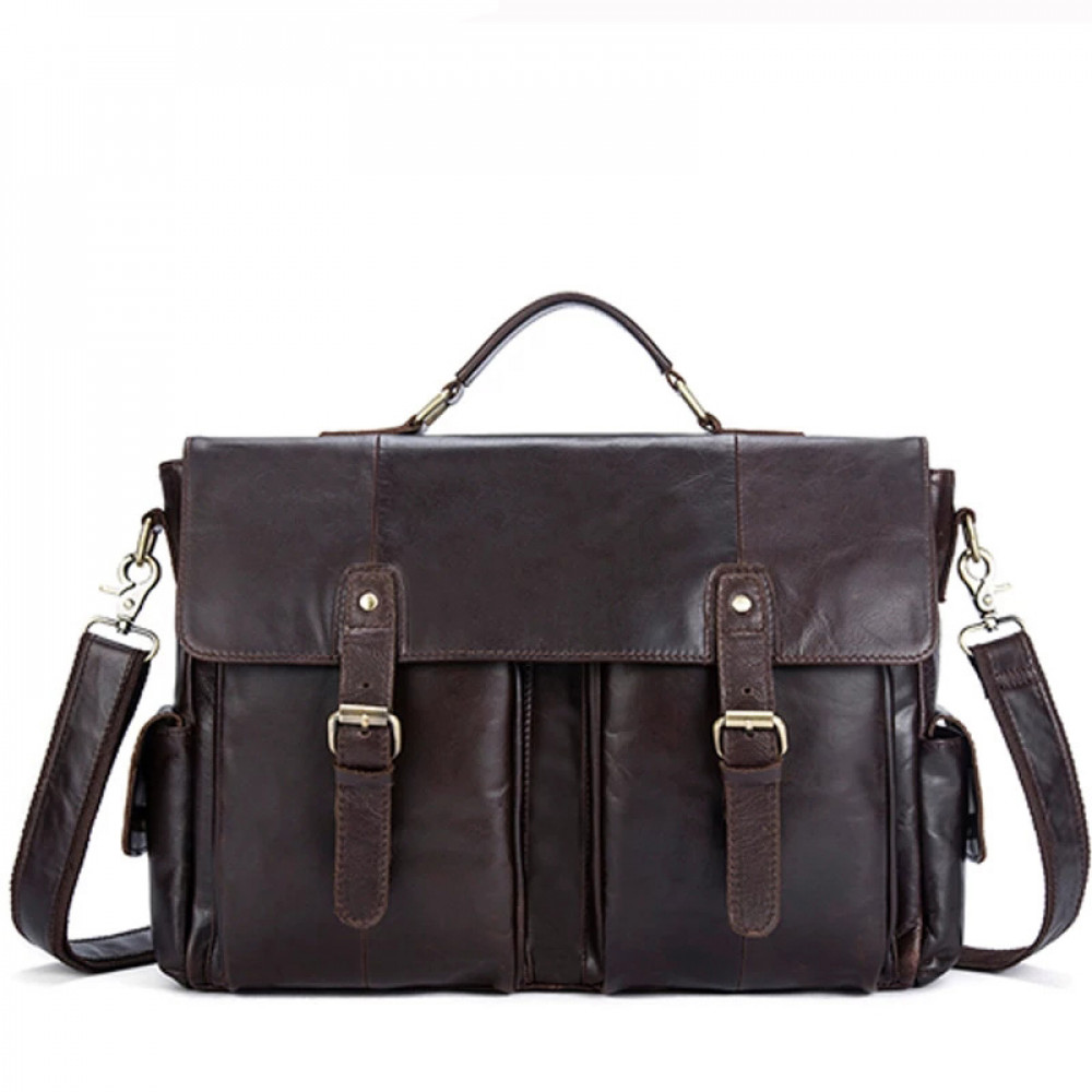 14" Premium soft full grain leather briefcase and shoulder bag - Blok Shop