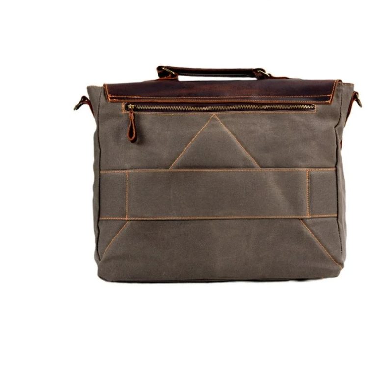 16" army green vintage military leather canvas laptop bag 5150 - Blok Shop